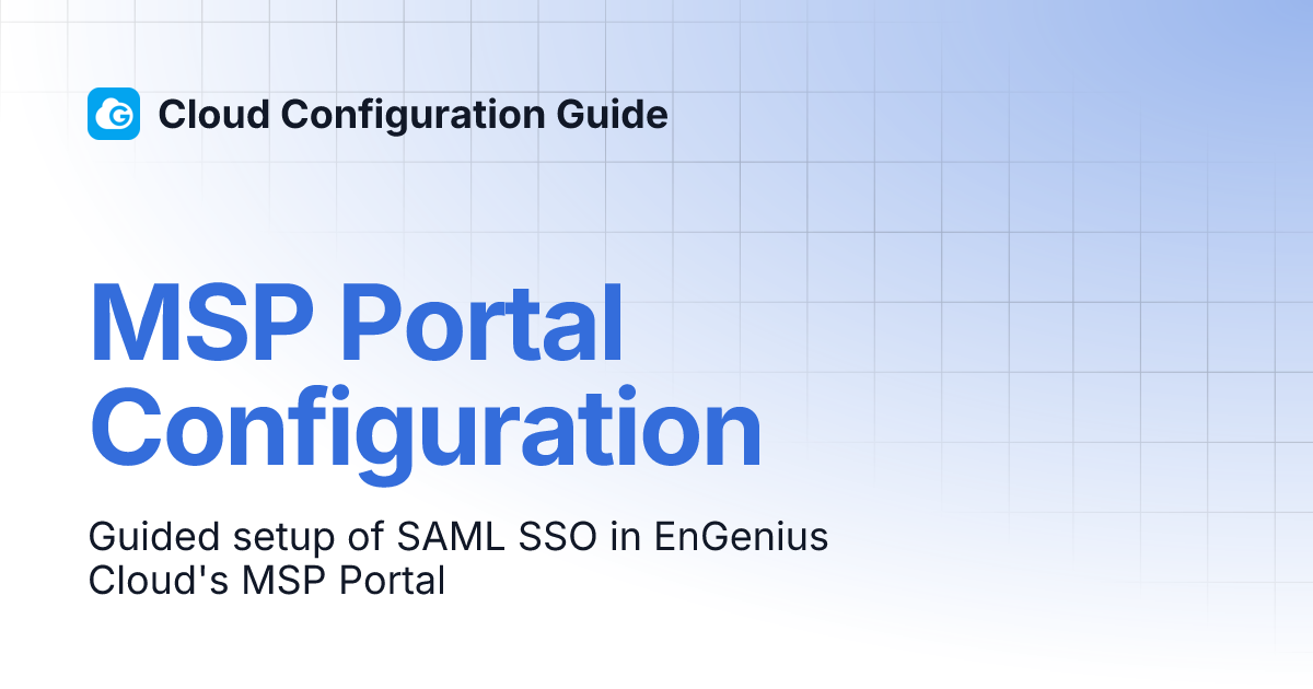 MSP Portal Configuration | Cloud Configuration Guide