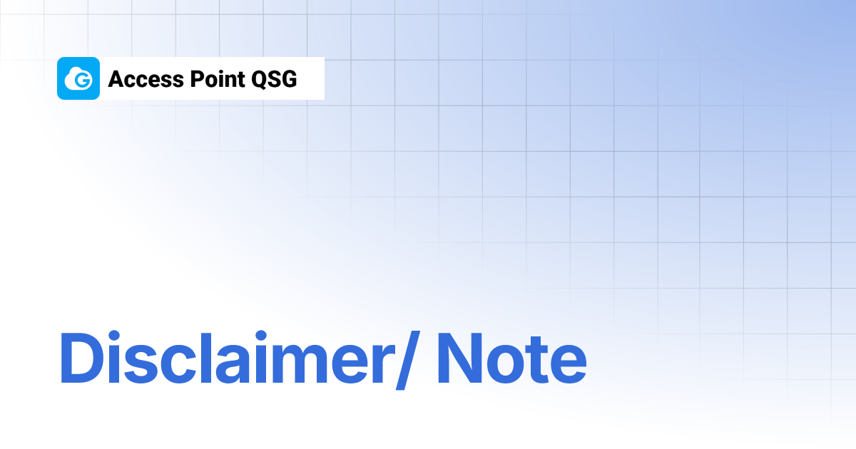 Disclaimer/ Note | ECW212L QSG