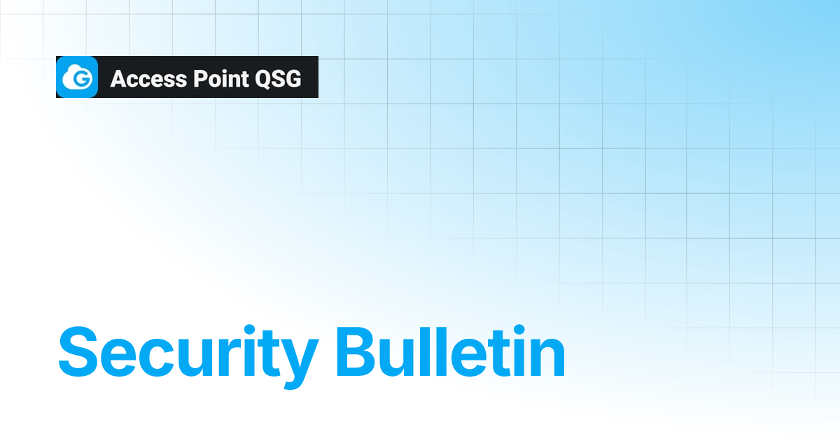 Security Bulletin | ECW230 QSG