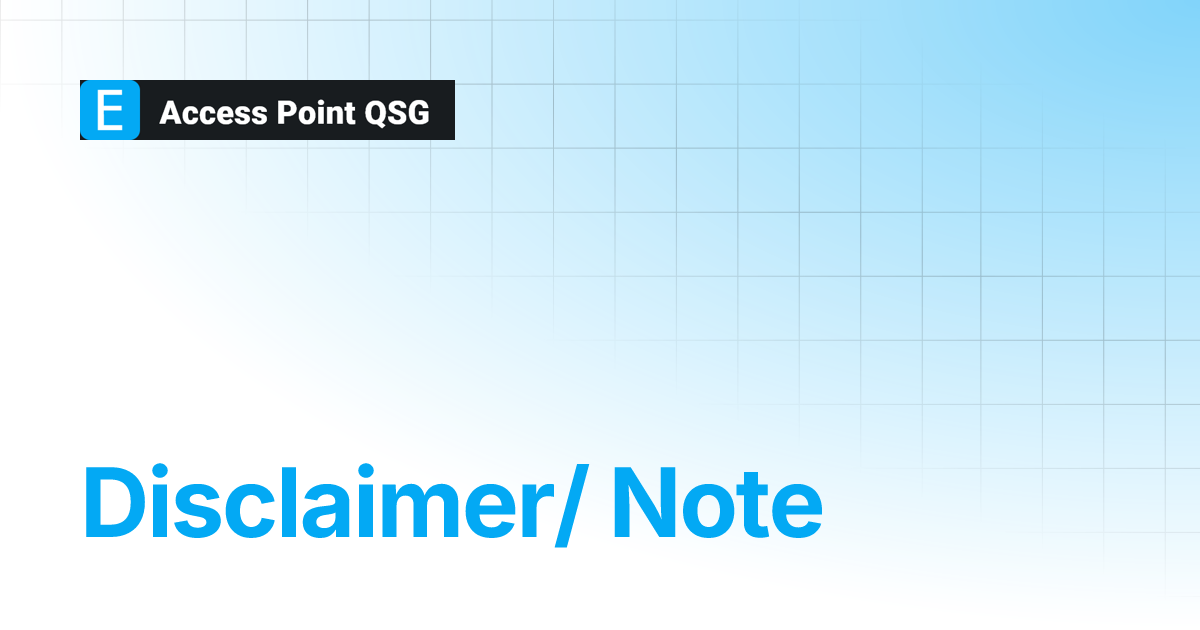 Disclaimer/ Note | EnSation6 QSG